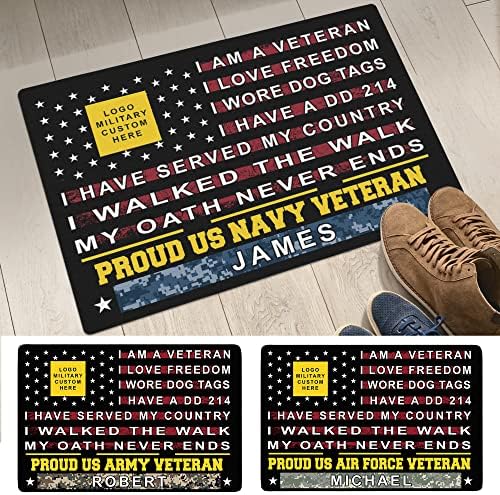 Amazon.com: GLAVICY Personalized Veteran Door Mat with Your Name ...