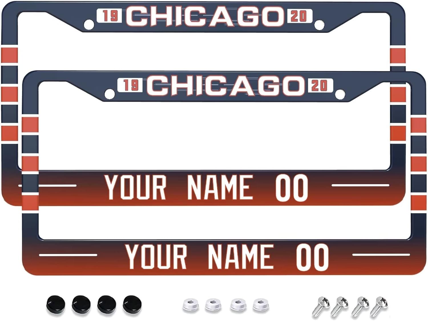 Amazon.com: Chicago License Plate Frames (Set of 2) Custom Name and ...