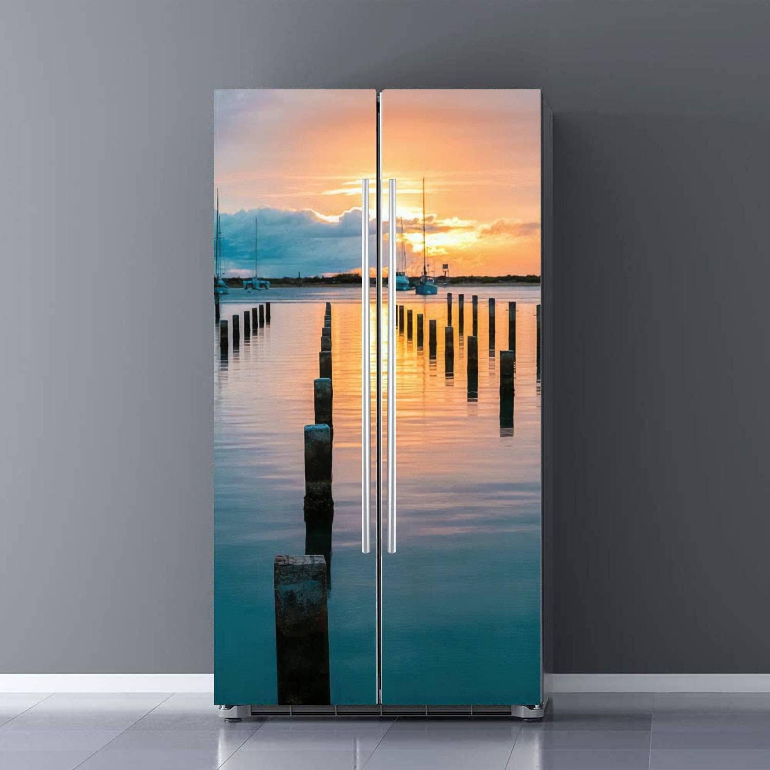 Amazon.com: Self Adhesive Vinyl Refrigerator Wrap Set Keehi Harbor ...