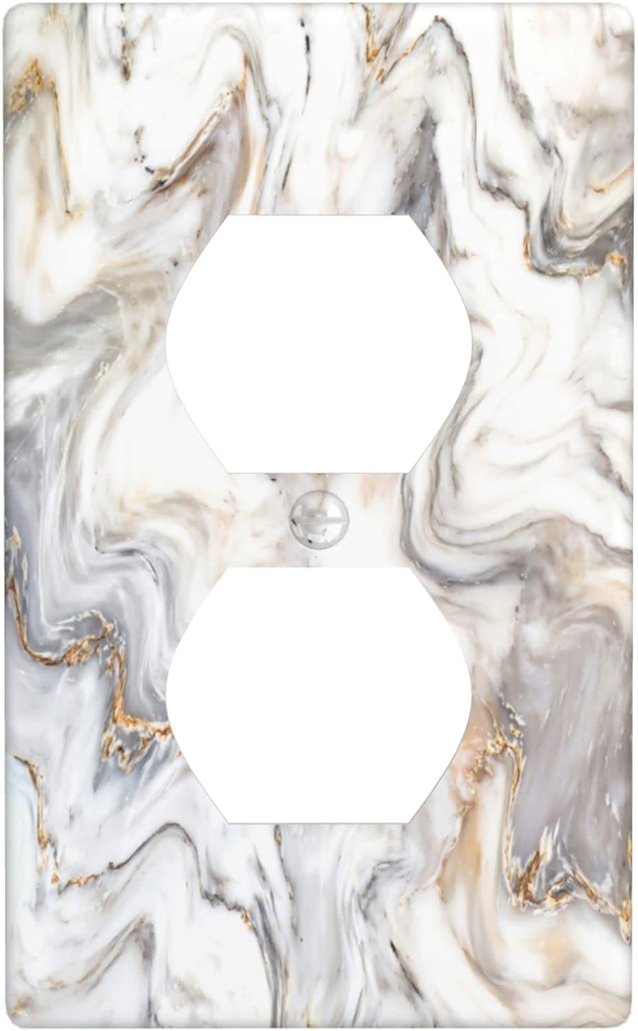 Marble Gold Grey Single Duplex Receptacle Outlet Wall Plate Decorative ...