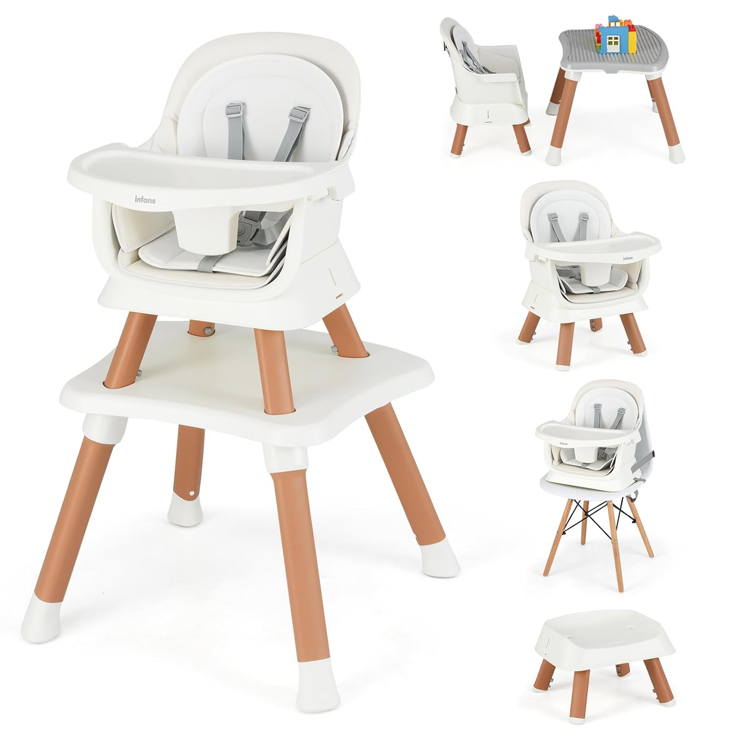 Amazon.com : INFANS 8 in 1 Baby High Chair, Convertible Highchair for ...