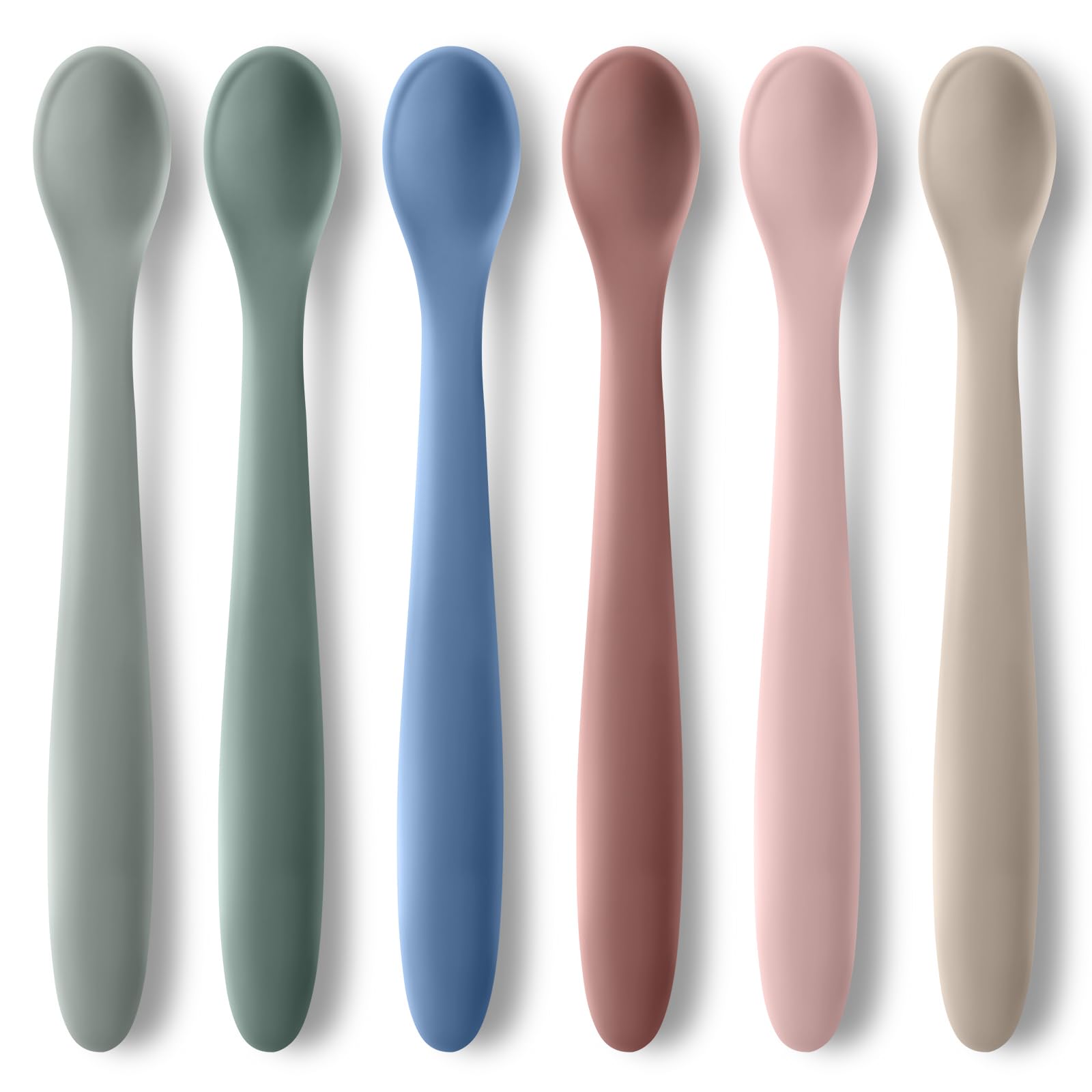 Amazon.com: 6-Piece Silicone Baby Feeding Spoons for First Stage Infant ...
