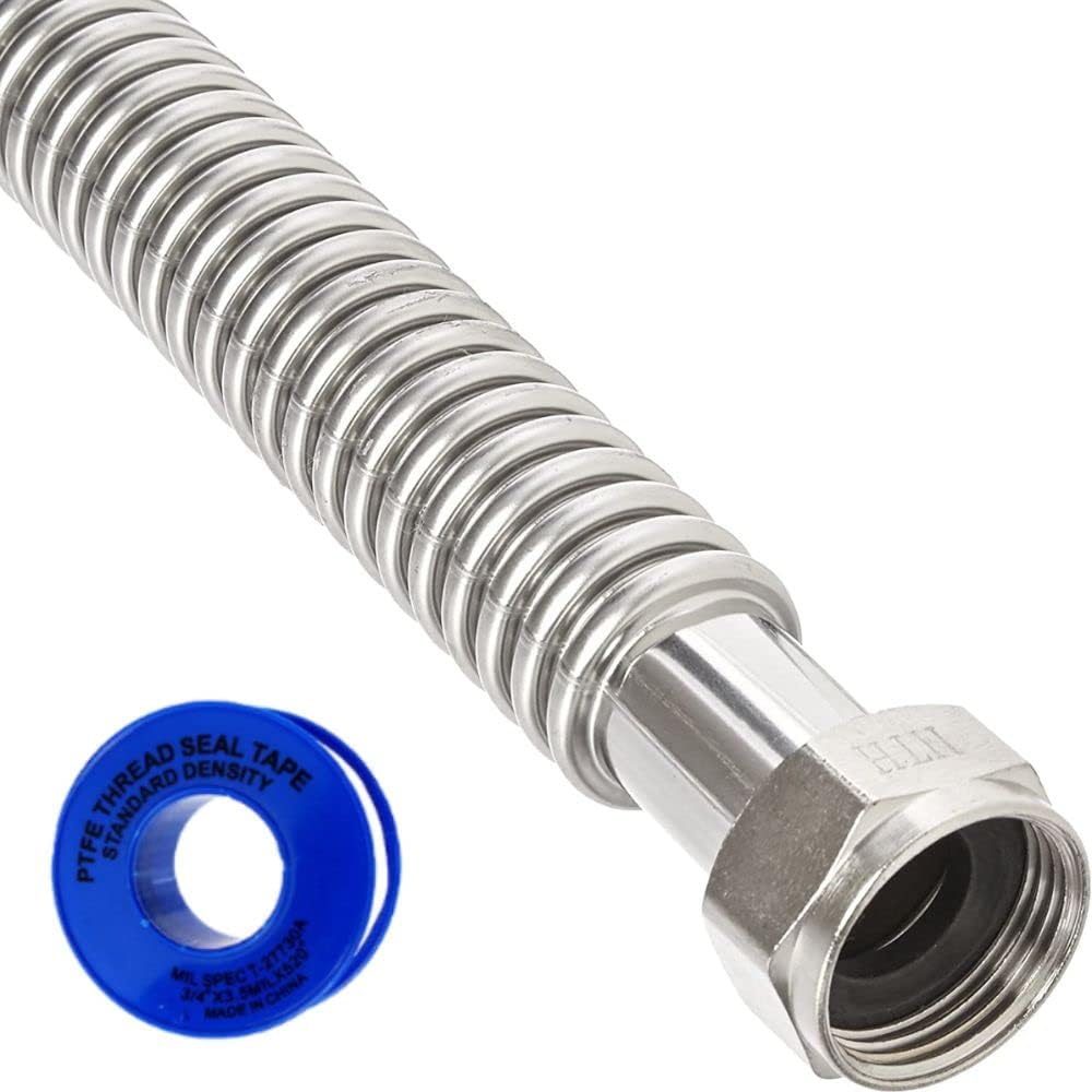 18" Corrugated Stainless Steel Flexible Water Line - 1 Inch Female ...