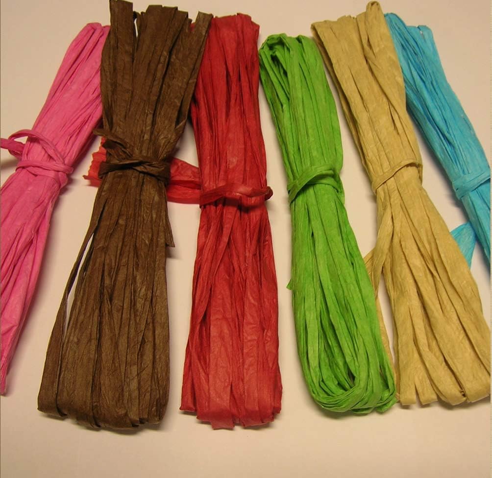 Amazon.com: Paper Raffia 6 Colors 120 Ft (36 M), 20ft pre Color for ...