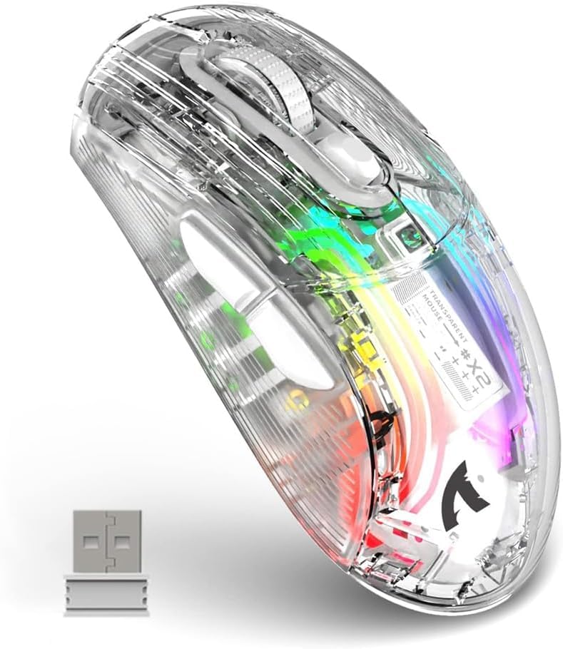 Amazon.com: Wireless Gaming Mouse Transparent Bluetooth Dual Mode Clear ...