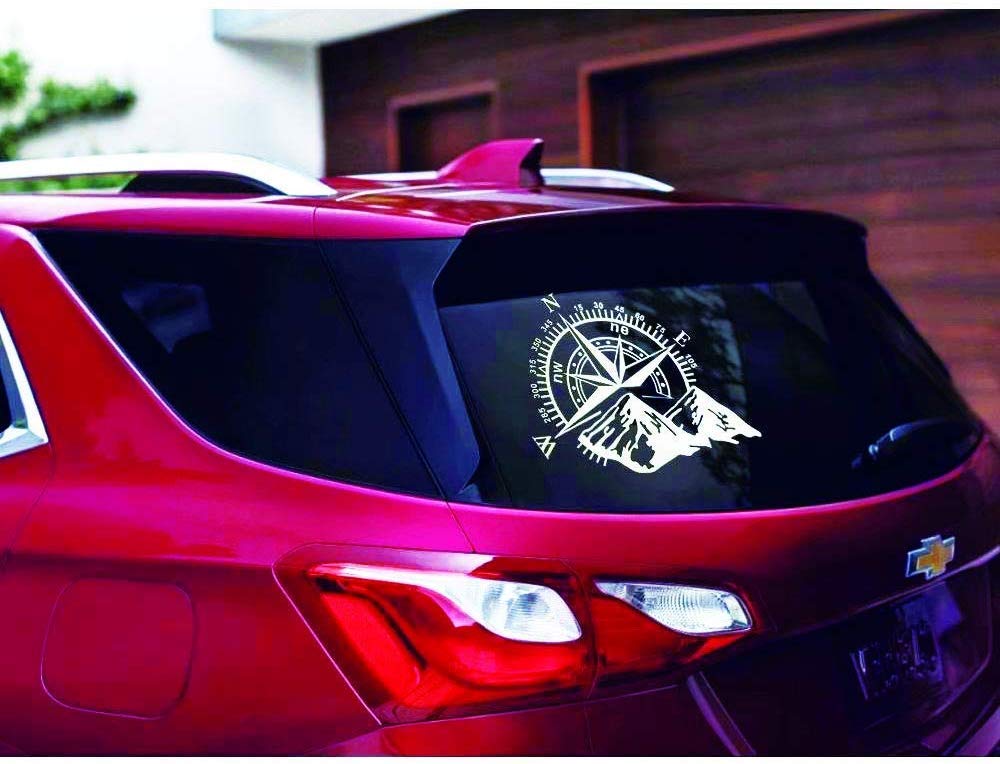 Fochutech Car Decals, Compass with Mountains Hood Decal / Car Window ...