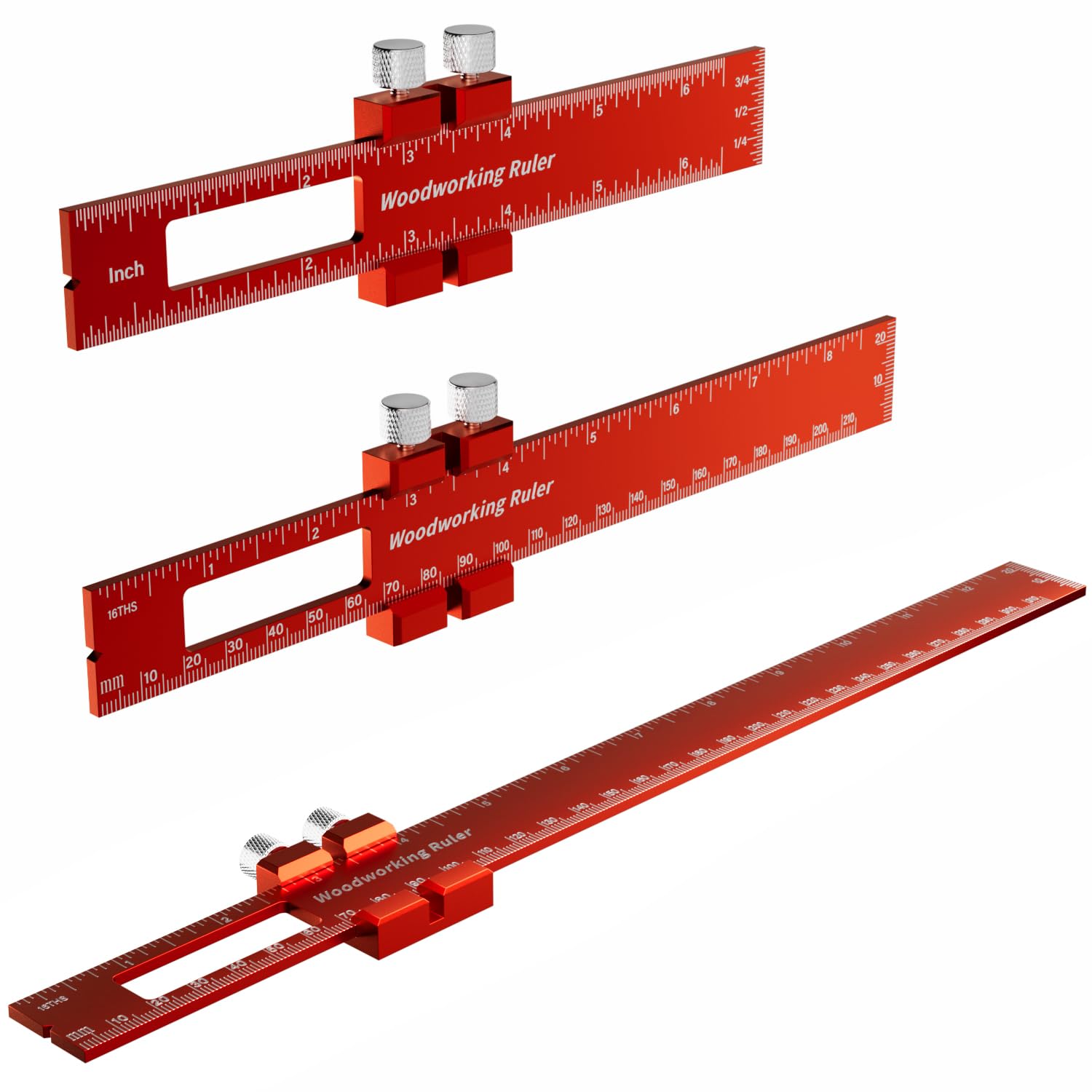 LudoPam Woodworking Ruler Set Precision Pocket Ruler- 12, 8, 6 Inch ...