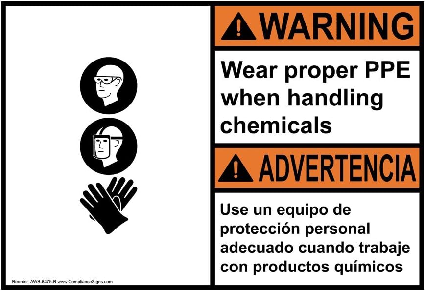 Amazon.com: ComplianceSigns.com WARNING Wear Proper PPE When Handling ...