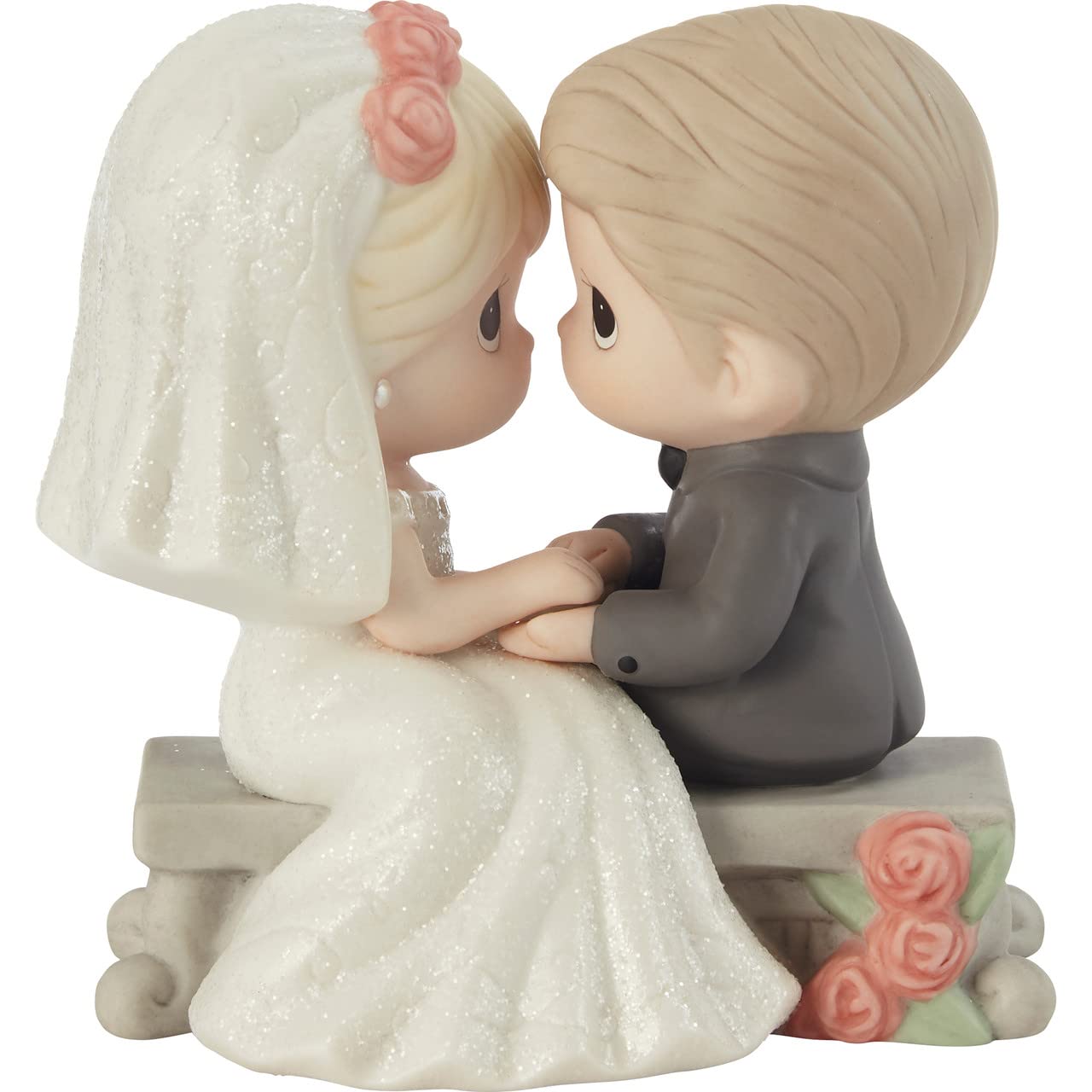Amazon.com: Precious Moments Bride and Groom Sitting On Bench Figurine ...
