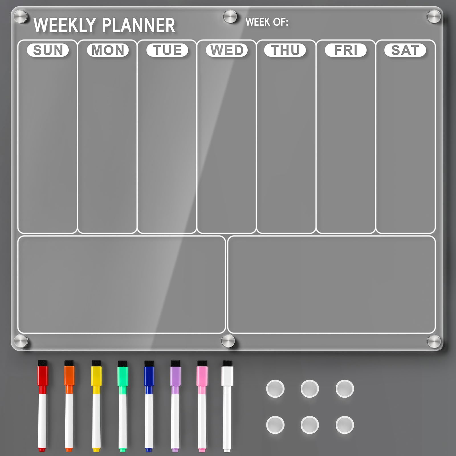 Amazon.com : Magnetic Clear Acrylic Meal Planner for Fridge - 14.5"x11 ...