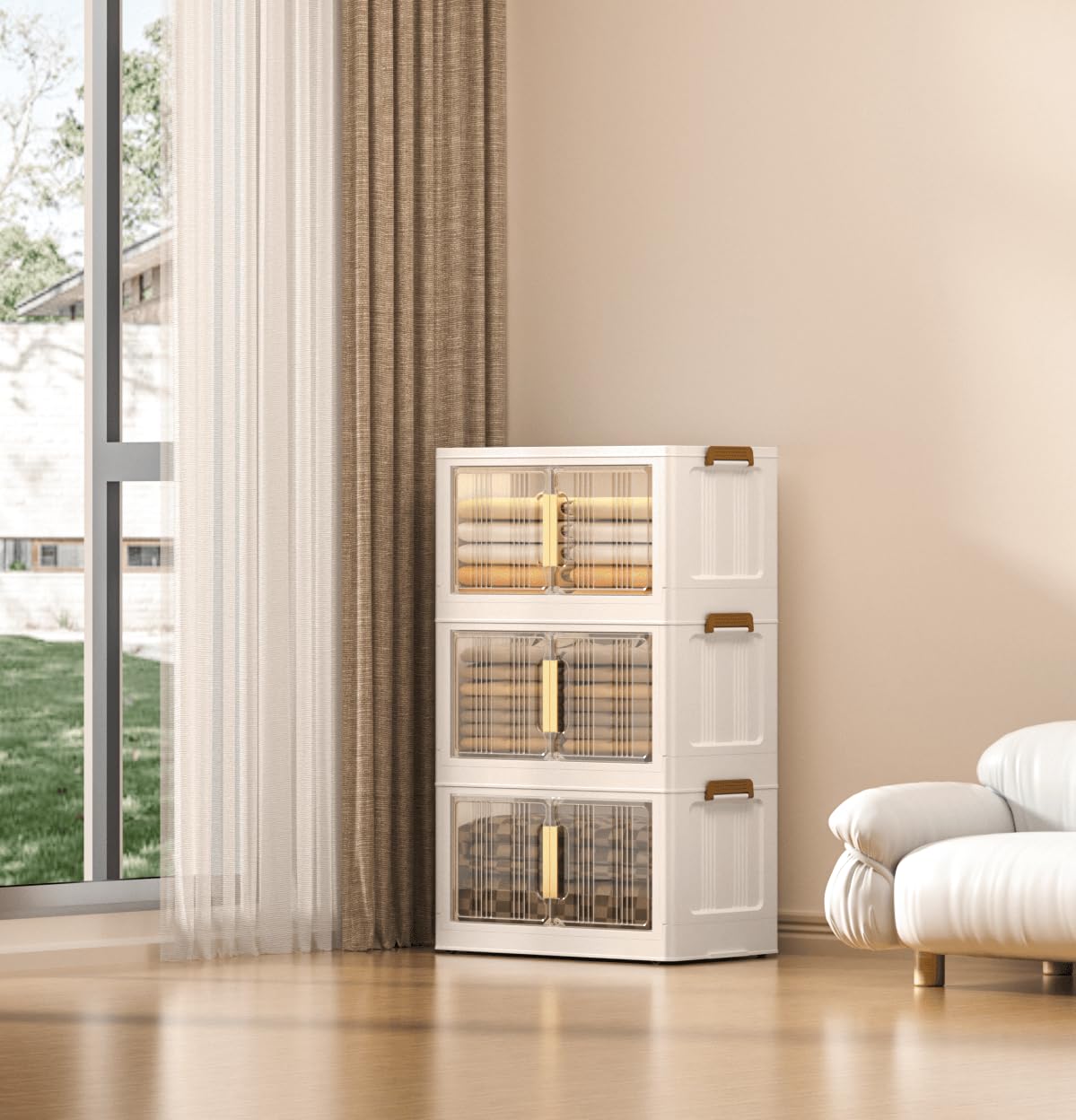 OVYA Plastic 3 Tier Cupboard for Storage DIY Foldable Cupboard with ...