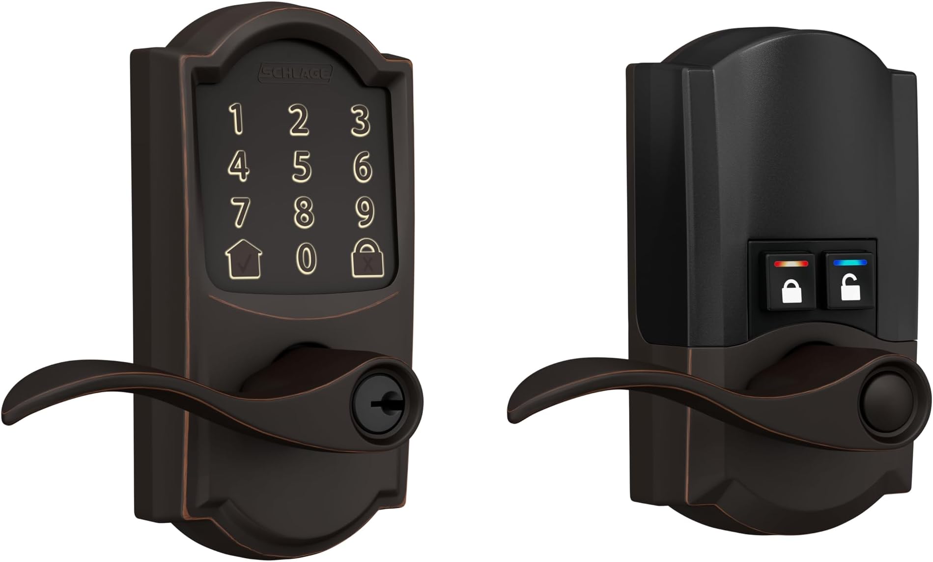 Amazon.com: Schlage FE695 Camelot by Accent Keyless Touch Lever Lock ...