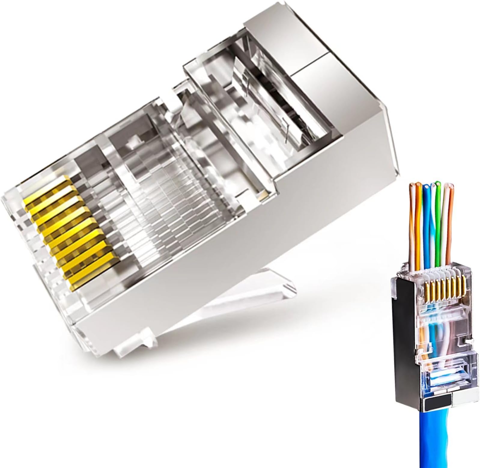 Amazon.com: Kinoth RJ45 CAT6 Pass Through Connectors 100 Pack - Easy ...