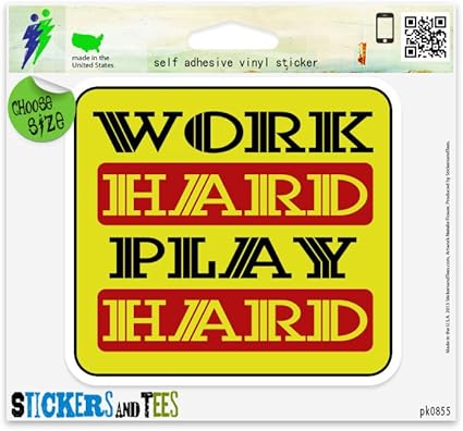 Amazon.com: Work Hard Play Hard Car Sticker Indoor Outdoor 4" x 4 ...