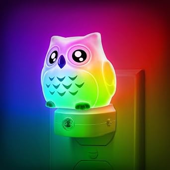 Owl Night Lights Plug Into Wall, Cute Night Light for Kids, 8-Color LED ...
