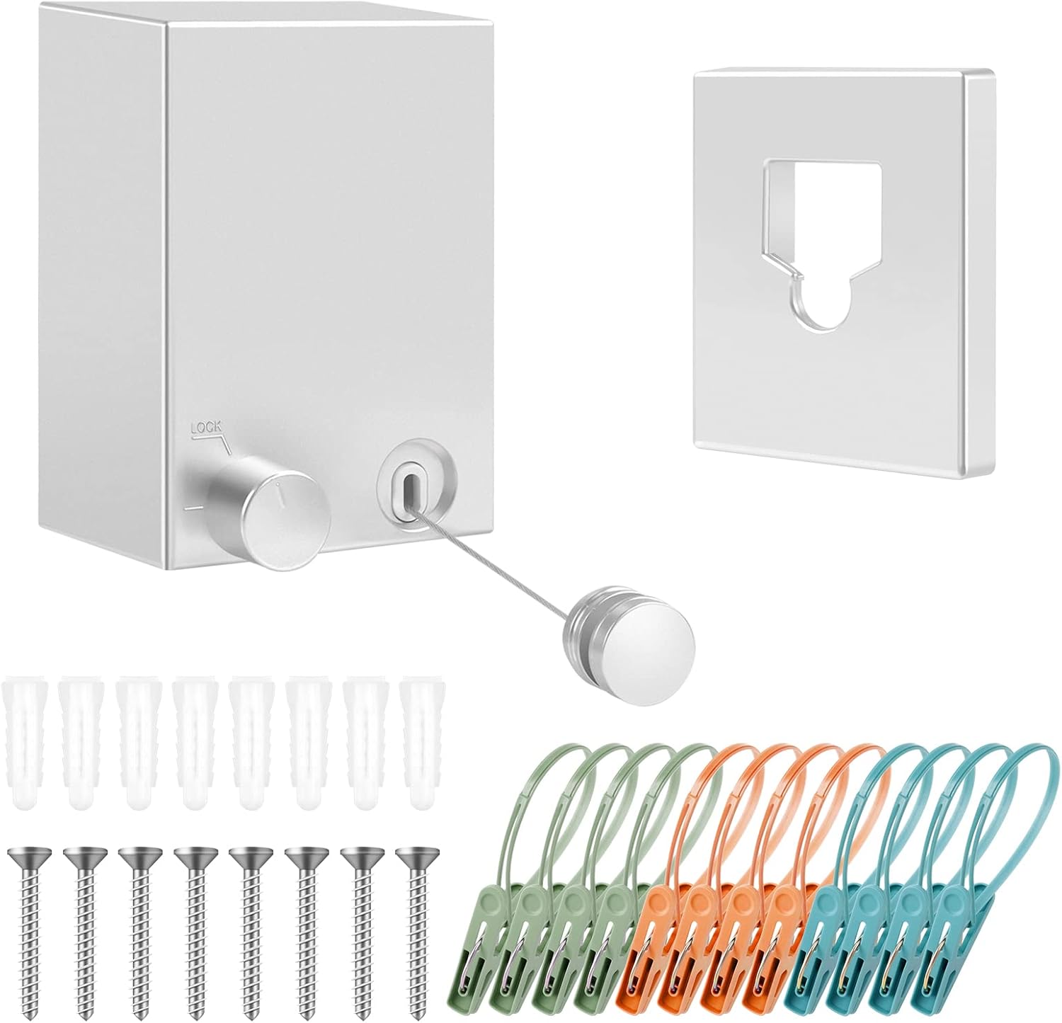 Aila Retractable Washing Line, 4.2M Retractable Clothesline with 12 ...