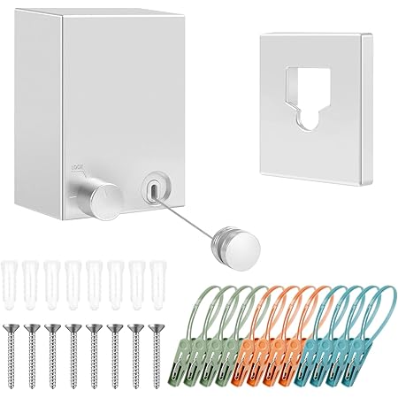 Retractable Washing Line, 4.2M Retractable Clothesline with 12 Clothes ...