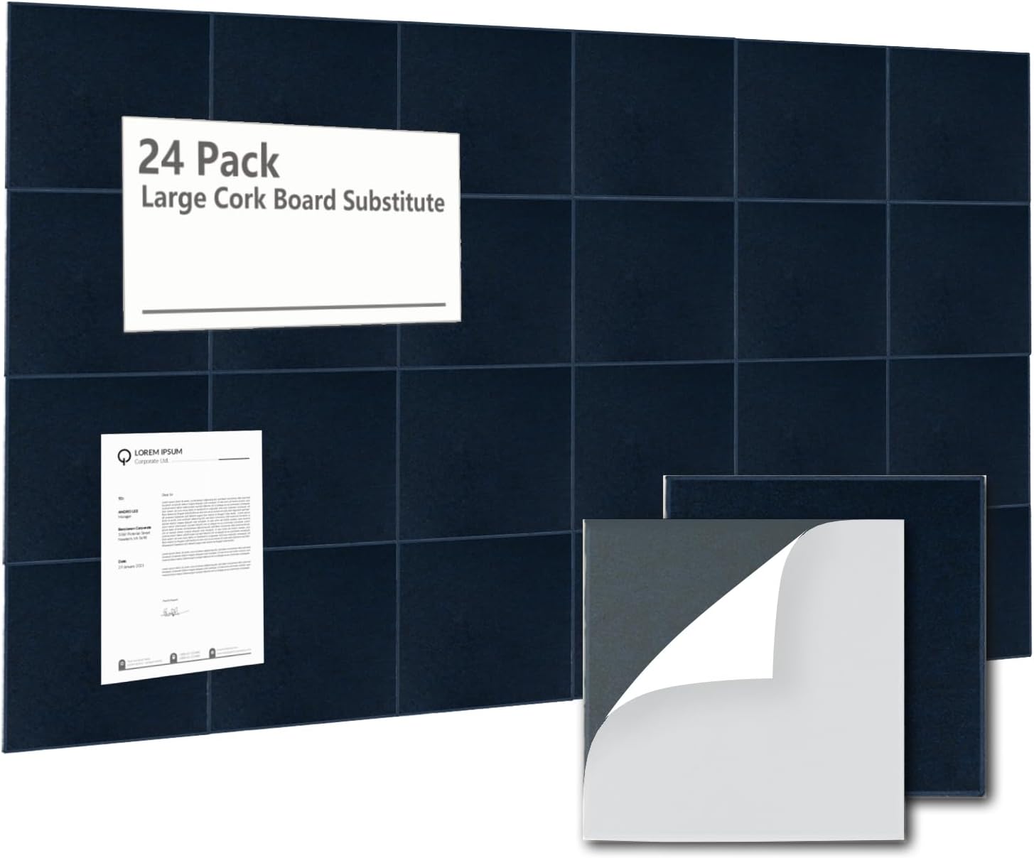 Amazon.com : 24 Large Felt Tiles - 47"x35" Cork Board Alternative ...