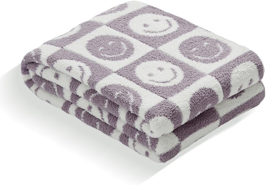 Amazon.com: Baby Throw Blankets with Smiley Faces Checkered Reversible ...