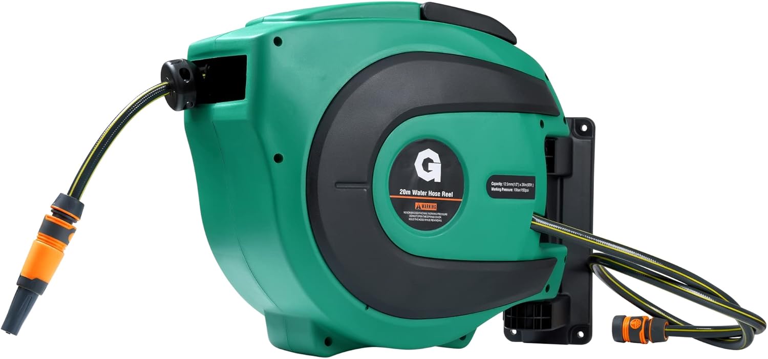 G Avvolgitubo automatico 12,5mm x 20 m avvolgitubo da giardino automatico ad alte prestazioni ...