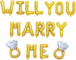 Amazon.com: Will You Marry Me? Balloons, Gold Wedding Proposal Party ...