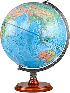 Amazon.com: World Globe with Metal Stand Raised Embossed Classic ...