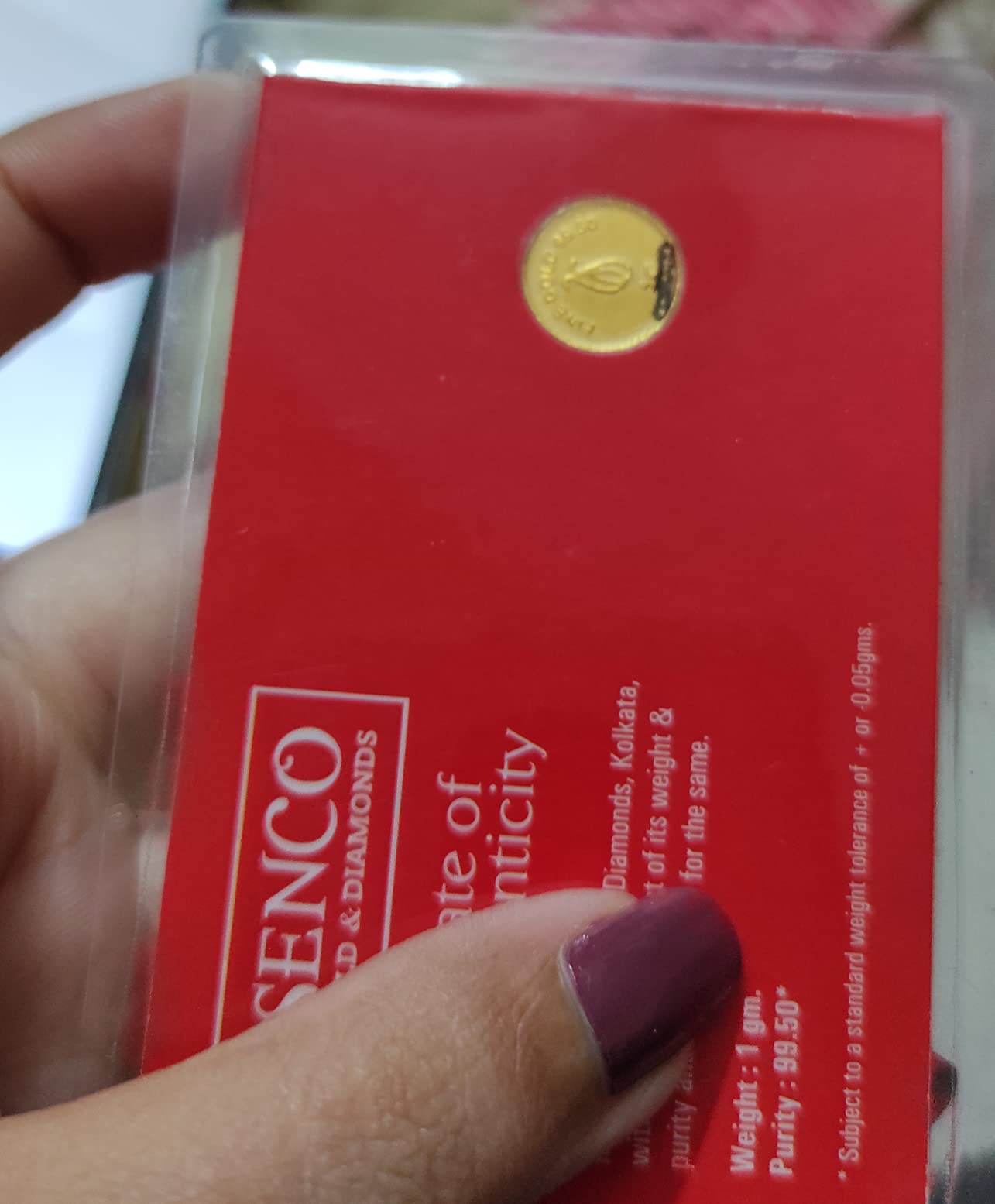 Senco Gold 1 gram, 24k (995) Yellow Gold Precious Coin : Amazon.in: Fashion