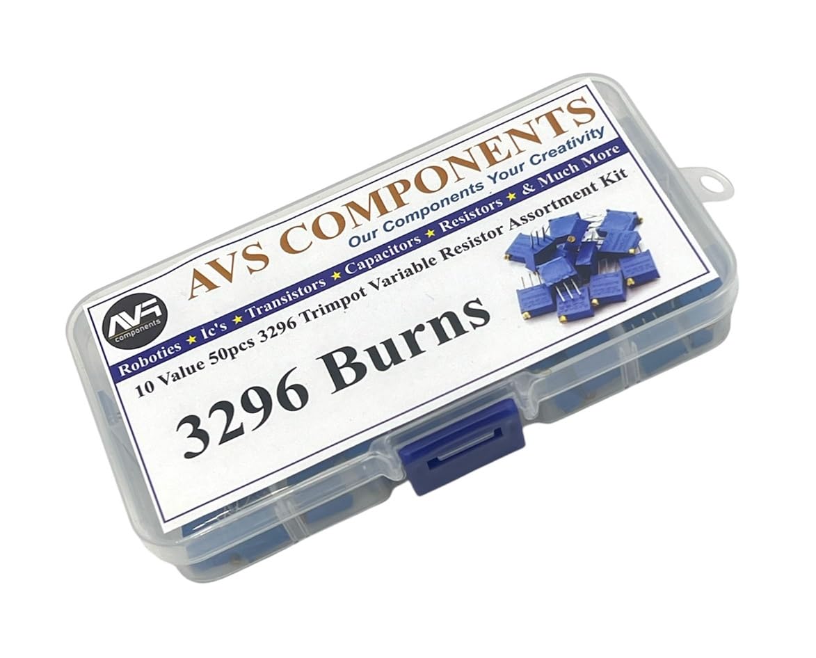 AVS COMPONENTS 10Value 50PCS 3296W Multiturn PCB Trimpot Trimmer ...