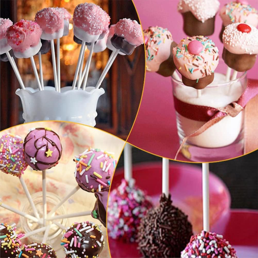 FUATOR 300 Pcs Cake Pop Sticks Set, 100Pcs 6 inch Lollipop Sticks, 100Pcs Cake Pop Bags, 100Pcs ...