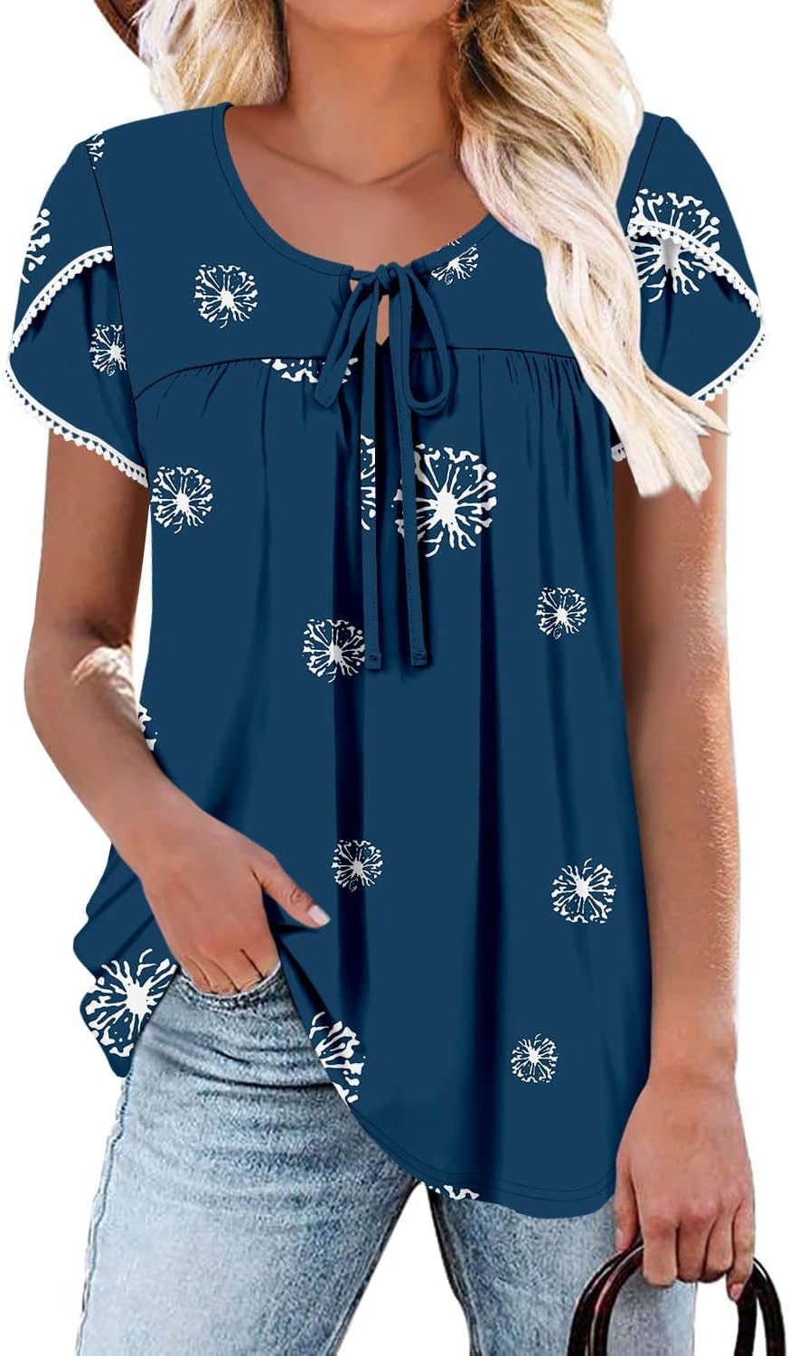 BETTE BOUTIK Womens Summer Tops Pleated Corded Short Sleeve Tunic ...