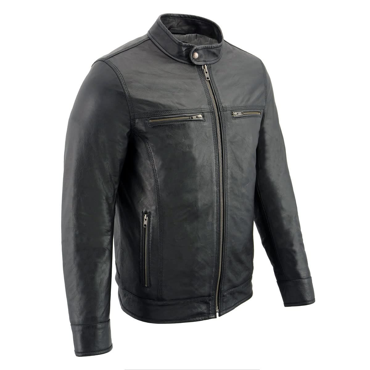 Milwaukee Leather SFM1866 Men's Classic Black Moto Leather Jacket with ...