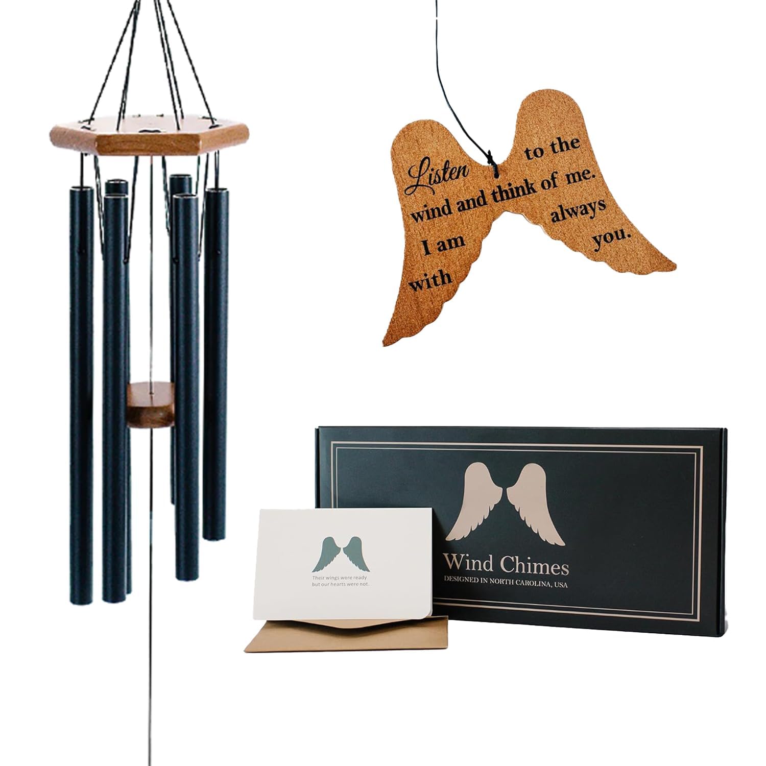 Amazon.com: Memorial Wind Chimes for Loss of Loved One, 30" Angel Wing ...