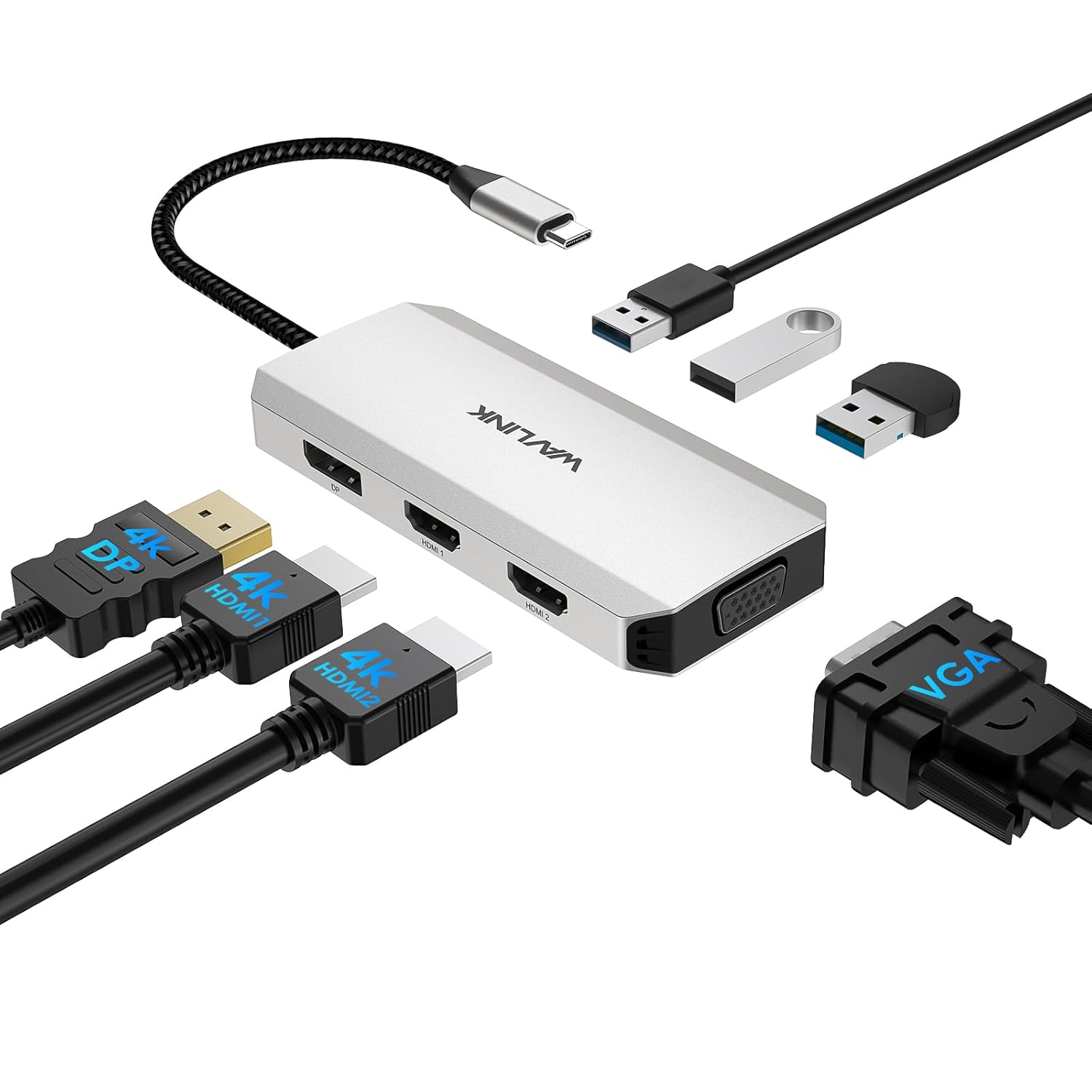 WAVLINK USB C Docking Station, Quad Display USB-C Mini Dock with Dual ...