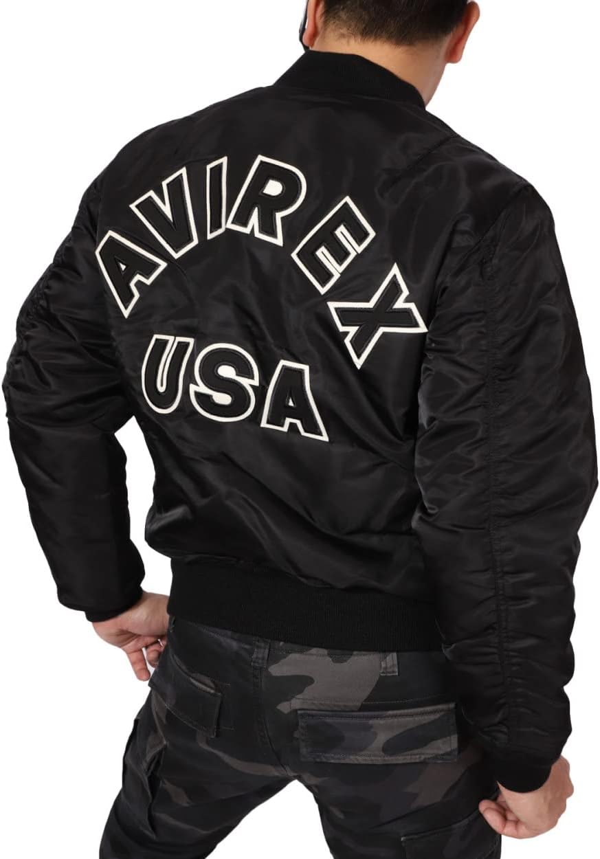 Amazon | (アビレックス) AVIREX MA-1 COMMERCIAL LOGO 定番フライトジャケット 6102171 ミリタリー ブラック M | コート・ジャケット 通販
