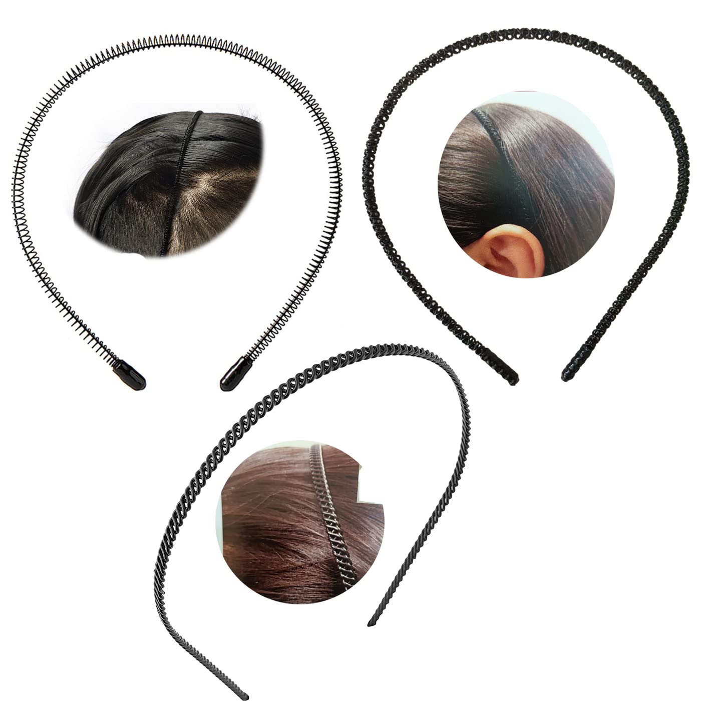 Flysales® Black Flexible Metal Spring,Wavy Zig Zag,Chain Non Slip Hair ...
