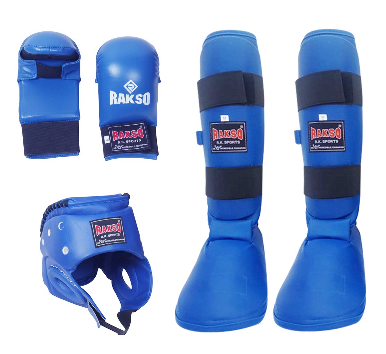 Rakso Karate Kit (Set of 3Pieces) Hand Gloves, Head Guard, Shin Guard ...