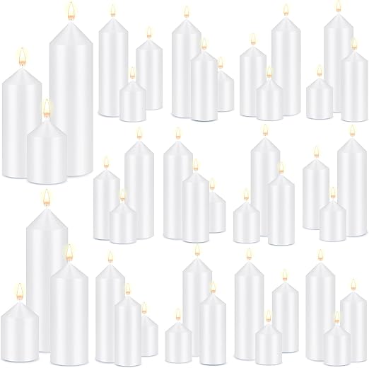Amazon.com: MTLEE 60 Pcs Set of 3 White Pillar Candles Bulk 2 in x 3, 5 ...