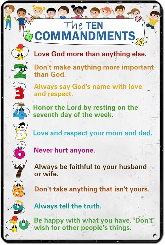 Amazon.com: The Ten Commandments Chart Wall Decor Aluminum Metal Tin ...