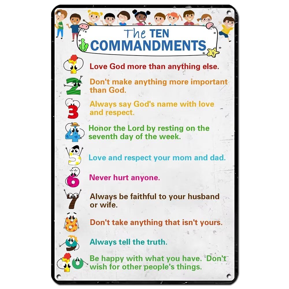 Amazon.com: The Ten Commandments Chart Wall Decor Aluminum Metal Tin ...