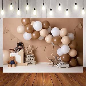 Amazon.com : One Year Old Baby Birthday Backdrop Toys Bear White ...