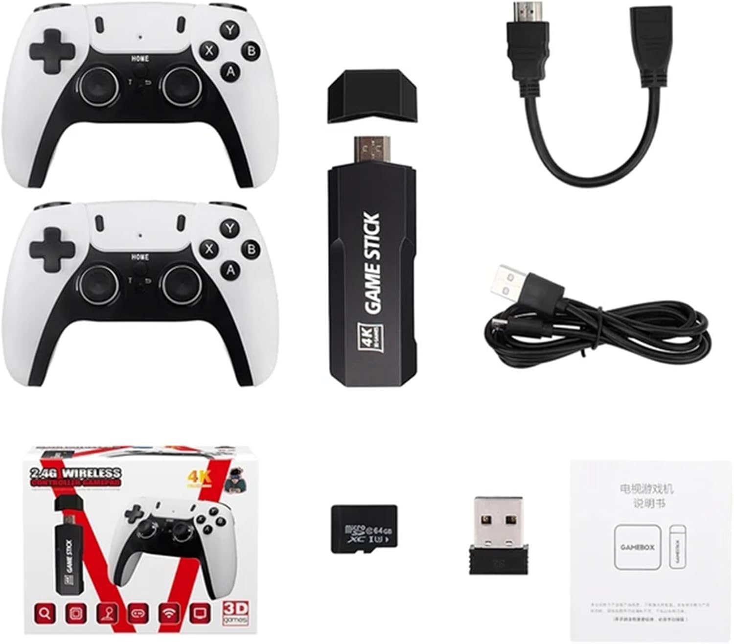 Retro Game Stick 2.4G 4K TV Wireless Console with Dual Wireless ...