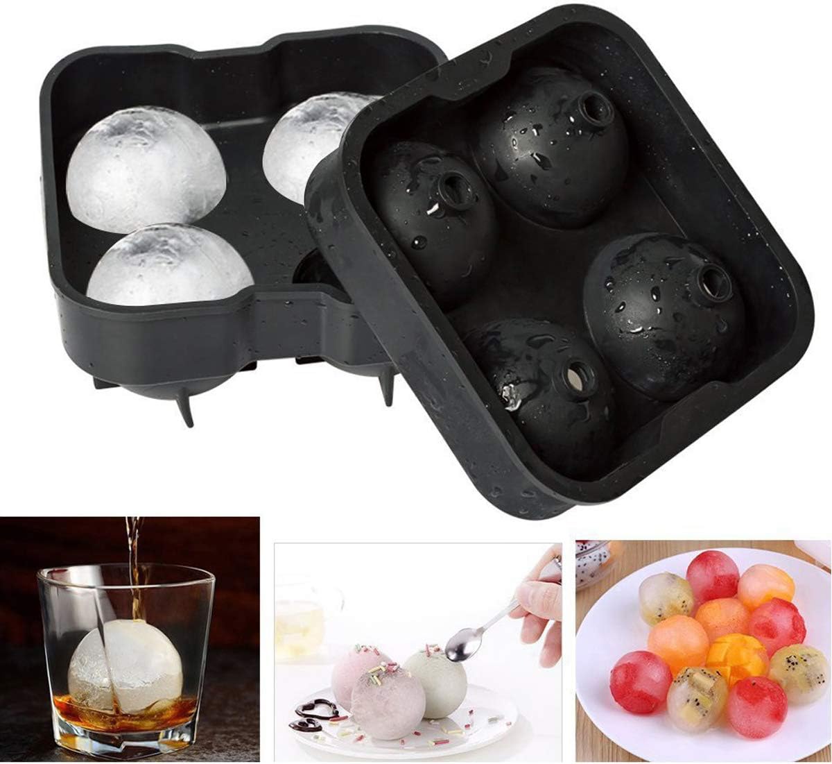 Techson Ice Ball Mold, Big Round Ice Cube Tray for Whiskey Cocktail ...