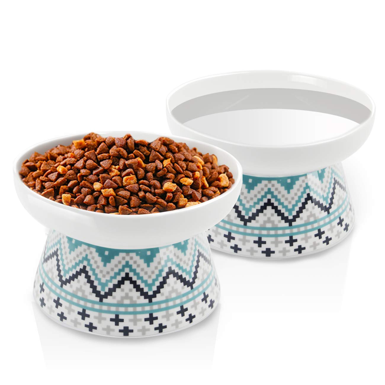 Snapklik.com : Cat Bowls, Blue, 12 Oz, Ceramic, Raised, Anti Vomiting ...