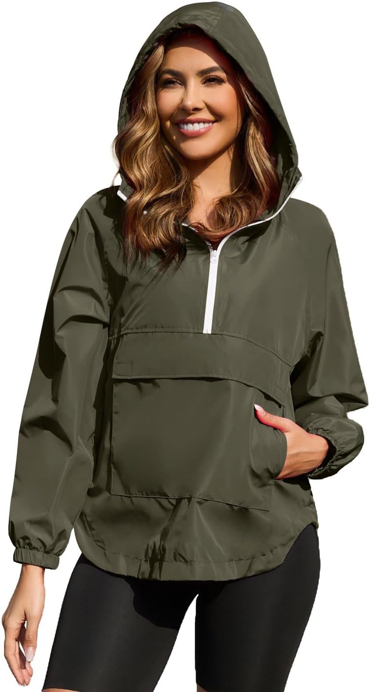 Amazon.com: PESION Womens Packable Waterproof Raincoat Lightweight Rain ...