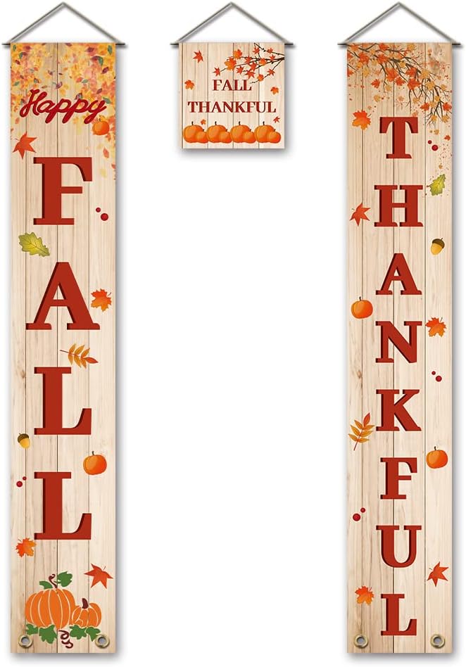 Amazon.com: SUPERDANT 3 Pcs/Set Fall Thankful Theme Banner Door Hanging ...