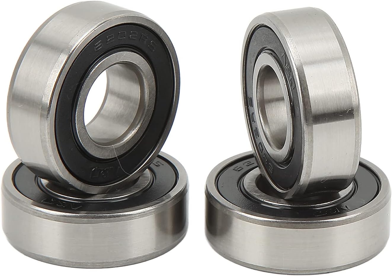 Aramox Front and Rear Wheel Bearings, 4PCs Wheel Bearing 6202 RS Chrome ...