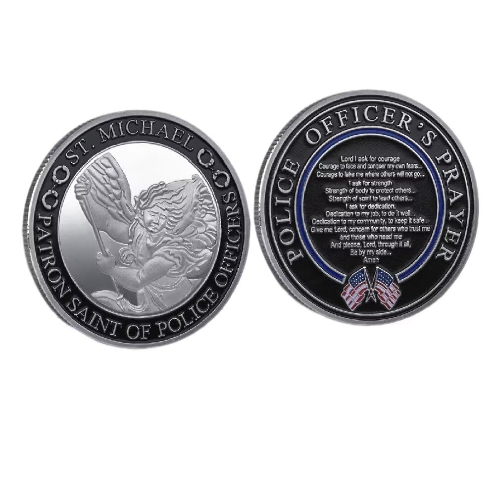 Amazon.com: St. Michael Coin, Police Officer Prayer Coin Law ...