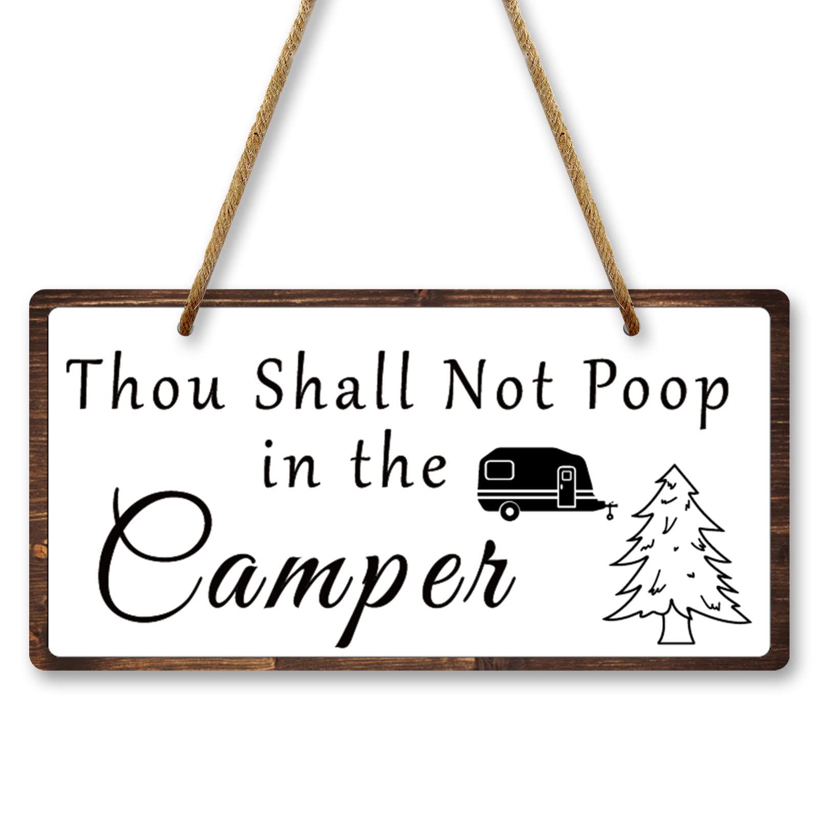 Amazon.com : Funny Camping Sign No Pooping Hanging Sign 10x5 Inch Thou ...