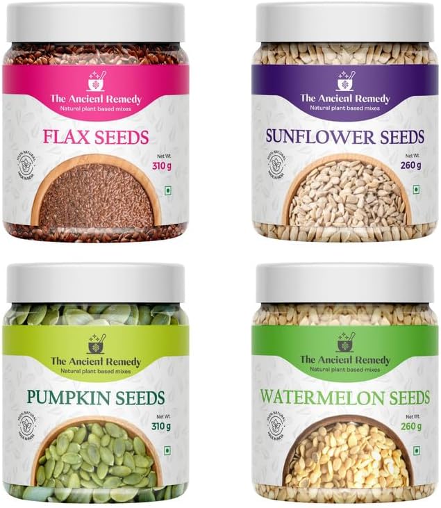 THE ANCIENT REMEDY Premium Seeds Combo | Flax 310g, Sunflower 260g, Pumpkin 310g, Watermelon ...