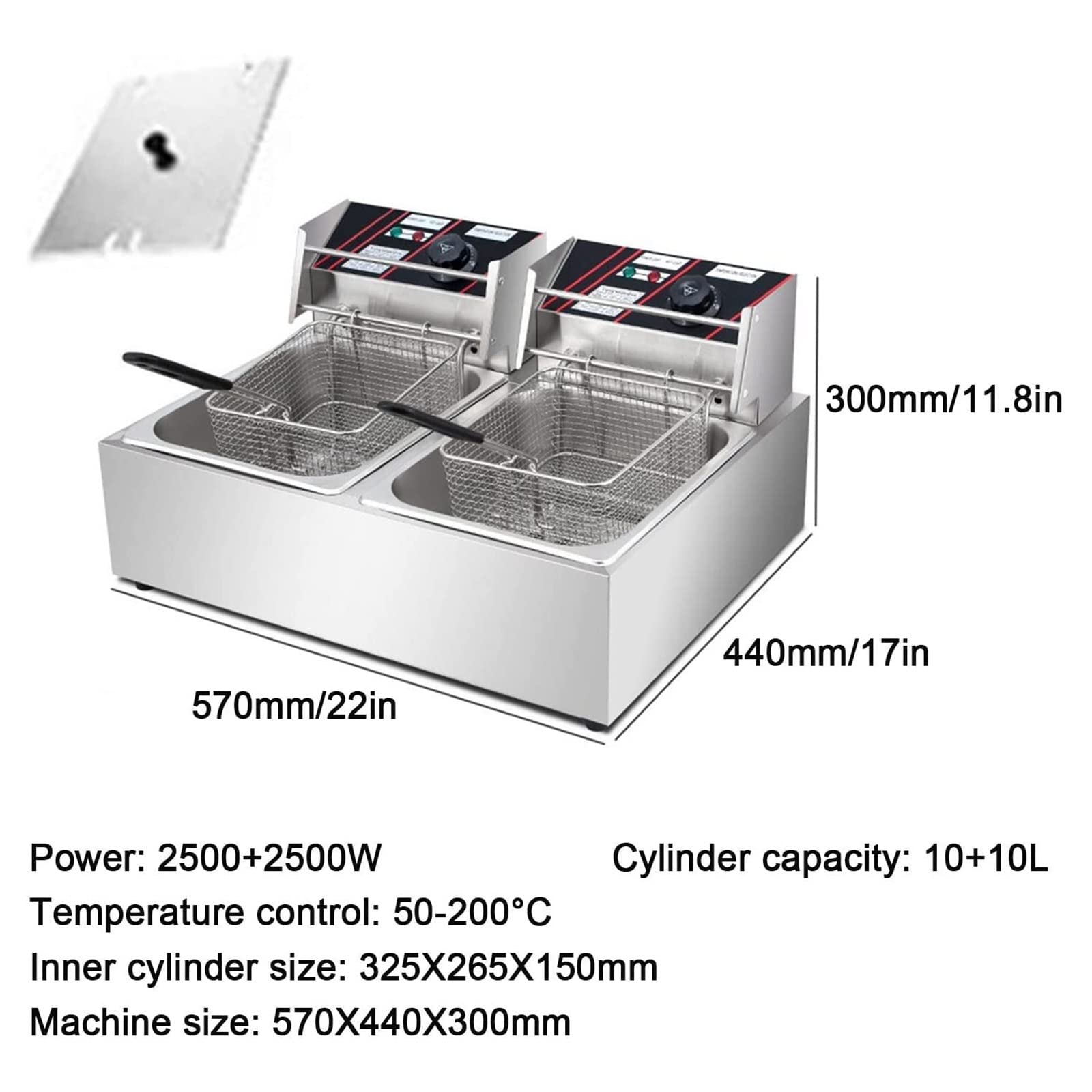 Food Warmer Buffet Server Commercial Electric Deep Fryer Fat Chip Twin ...